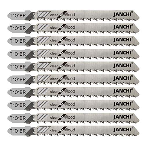 50Pack T101BR T-Shank Contractor Jig Saw Blades - 4 Inch 10 TPI Jigsaw Blades Set- Made for High Speed Carbon Steel, Clean and Precise Straight Cutting Wood Boards PVC Plastic