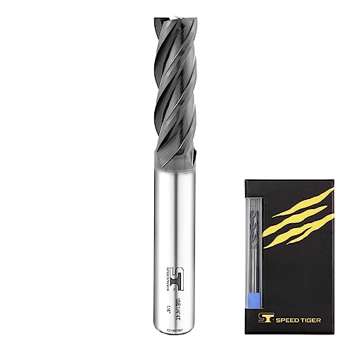 SPEED TIGER Micrograin Carbide Square End Mill - 4 Flute - ISE3/16"4T (5 Pieces, 3/16") - for Milling Alloy Steels, Hardened Steel, Metal & More – Mill Bits Sets for DIYers & Professionals