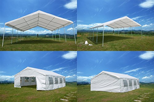 GOJOOASIS 20 x 26 ft Carport Outdoor Metal Commercial Wedding Party Frame Tent w/Sidewalls 4 Rooms