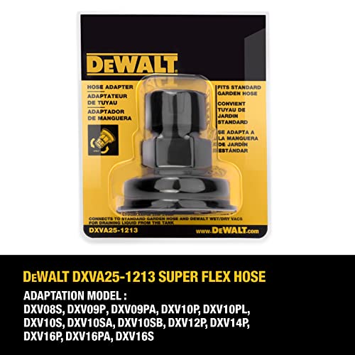 DEWALT DXVA25-1213 Vacuum Hose Adaptor, Compatible With DXV08S DXV09P DXV09PA DXV10P DXV10PL DXV10S DXV10SA DXV10SB DXV12P DXV14P DXV16P DXV16PA DXV16S, Black