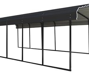 Arrow Carports Galvanized Steel Carport, Full-Size Metal Carport Kit, 12' x 29' x 7', Charcoal