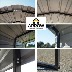 Arrow Carports Galvanized Steel Carport, Full-Size Metal Carport Kit, 12' x 29' x 7', Charcoal