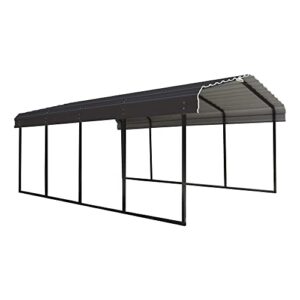 arrow shed 12 x 20 x 7-foot heavy duty galvanized steel metal multi-use shelter, shade, carport, 12' x 20' x 7', charcoal color