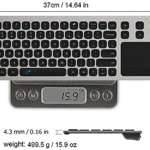 Arteck 2.4G Wireless Touch TV Keyboard with Easy Media Control and Built-In Touchpad Mouse Solid Stainless Ultra Compact Full Size Keyboard -Connected Computer, Smart TV, HTPC