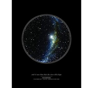 custom personalized night sky star map poster, unframed print with black background