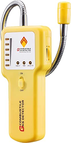 Gas Leak Detector & Natural Gas Detector: Portable Gas Sniffer to Locate Leaks of Multiple Combustible Gases Like Propane, Methane, LPG, LNG, Fuel, Sewer Gas with 12" Flexible Sensor Neck