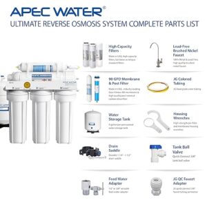 APEC Water Systems Ultimate RO-Hi Top Tier Supreme Certified High Output Fast Flow Ultra Safe Reverse Osmosis Drinking Water Filter System, 90 GPD