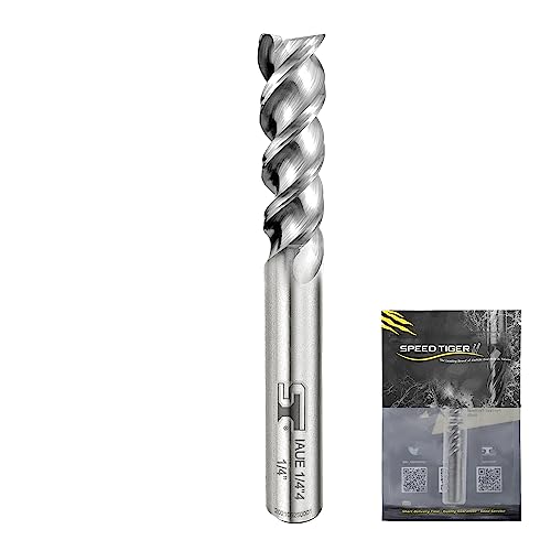 SPEED TIGER Carbide Square End Mill - 3 Flute - IAUE3/8"3 (1 Piece, 3/8") - High Feed U-Type Design - for Roughing and Finishing - for Milling Aluminum Applications – Professional Mill Bits Sets