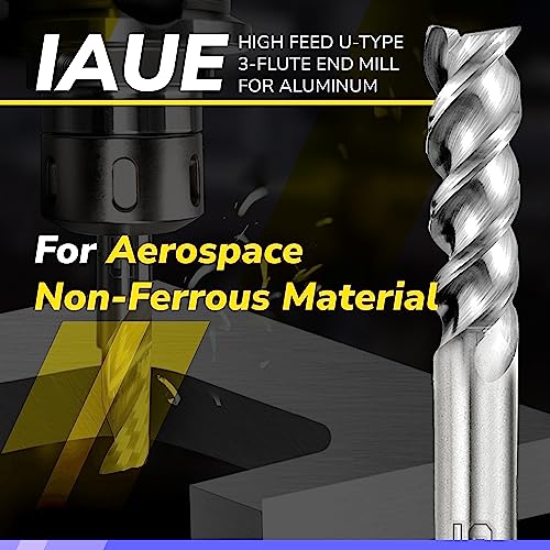 SPEED TIGER Carbide Square End Mill - 3 Flute - IAUE3/8"3 (1 Piece, 3/8") - High Feed U-Type Design - for Roughing and Finishing - for Milling Aluminum Applications – Professional Mill Bits Sets