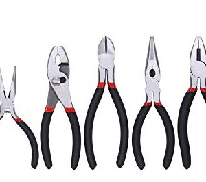 FASTPRO 7-piece Utility Pliers Set, Includes Slip Joint Pliers, Long Nose Pliers, Diagonal Pliers, Groove Joint Pliers, Linesman Pliers and Mini Long Nose Pliers, Dipped Handle