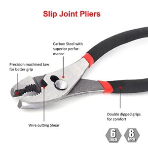 FASTPRO 7-piece Utility Pliers Set, Includes Slip Joint Pliers, Long Nose Pliers, Diagonal Pliers, Groove Joint Pliers, Linesman Pliers and Mini Long Nose Pliers, Dipped Handle