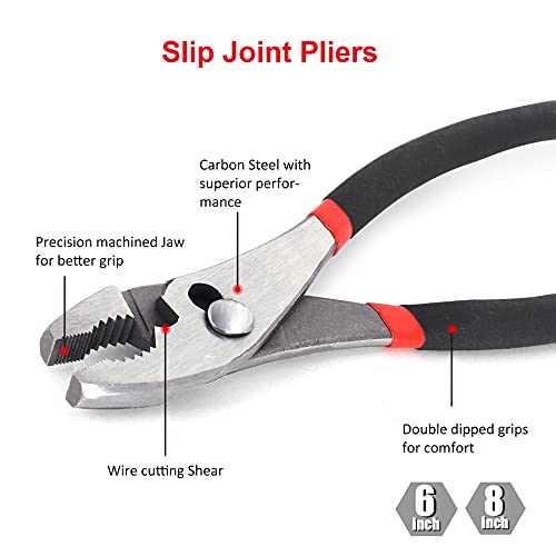 FASTPRO 7-piece Utility Pliers Set, Includes Slip Joint Pliers, Long Nose Pliers, Diagonal Pliers, Groove Joint Pliers, Linesman Pliers and Mini Long Nose Pliers, Dipped Handle