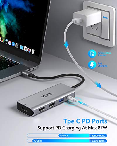 USB C Docking Station Dual Monitor, 9 in 1 USB C Triple Display Docking Station to Dual HDMI Adapter Displayport SD TF Card Reader 2USB 2.0, 1 USB 3.0, 100W PD for USB C Thunderbolt 3 Laptops