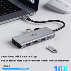 USB C Docking Station Dual Monitor, 9 in 1 USB C Triple Display Docking Station to Dual HDMI Adapter Displayport SD TF Card Reader 2USB 2.0, 1 USB 3.0, 100W PD for USB C Thunderbolt 3 Laptops