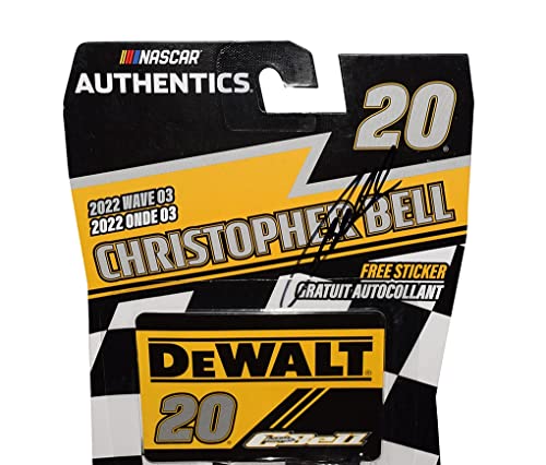 AUTOGRAPHED 2022 Christopher Bell #20 DeWalt Toyota Team (Joe Gibbs Racing) NASCAR Authentics Wave 03 Signed Collectible 1/64 Scale Diecast Car with COA