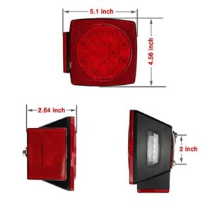 iBrightstar IP68 Waterproof Square LED Trailer Lights Kit - Utility Trailer Accessories with Brake Stop Tail Running License Plate Light for 12V Camper Truck Boat Snowmobile Marine Under 80", DOT