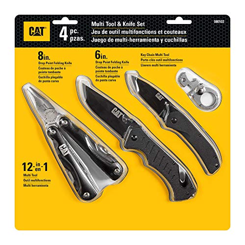 Caterpillar - 4 Pc. Mft, Folding Knife, Pocket Tool Set, Tool Sets, Knives/Blades - No Utility, Knives - Folding (980103)