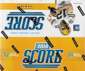 2018 score nfl football unopened factory sealed box of 24 packs containing 288 cards including 72 rookies and 48 inserts per box, on average, with possible rookie autographs