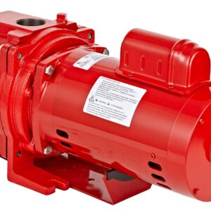 Red Lion RL-SPRK150 115/230 Volt, 1.5 HP, 71 GPM Cast Iron Sprinkler/Irrigation Pump with Thermoplastic Impeller, Red, 97101501