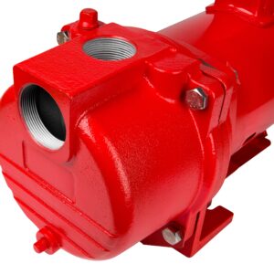 Red Lion RL-SPRK150 115/230 Volt, 1.5 HP, 71 GPM Cast Iron Sprinkler/Irrigation Pump with Thermoplastic Impeller, Red, 97101501