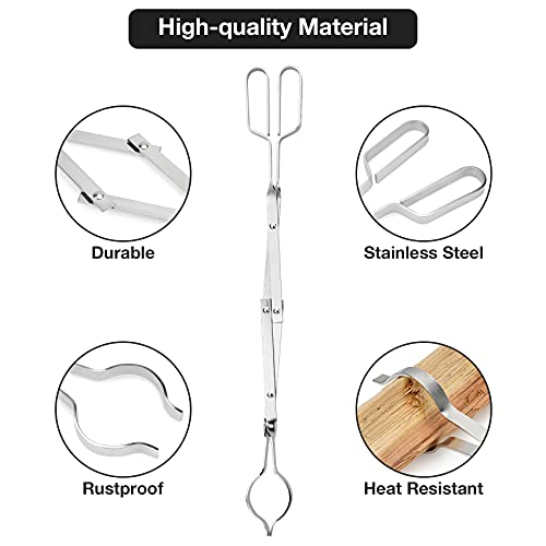 Stanbroil Heavy Duty Stainless Steel Outdoor Campfire Fireplace Tongs,Log Grabber, Fireplace Accessory for Outdoor,Picnic,Barbecue