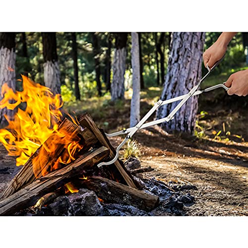 Stanbroil Heavy Duty Stainless Steel Outdoor Campfire Fireplace Tongs,Log Grabber, Fireplace Accessory for Outdoor,Picnic,Barbecue