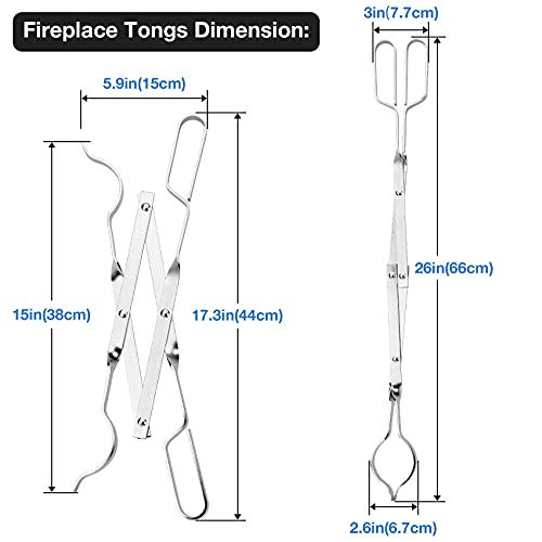 Stanbroil Heavy Duty Stainless Steel Outdoor Campfire Fireplace Tongs,Log Grabber, Fireplace Accessory for Outdoor,Picnic,Barbecue