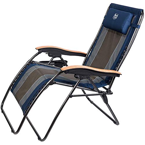 Timber Ridge Zero Gravity Chair Oversized Recliner Padded Folding Patio Lounge Chair 350lbs Capacity Adjustable Lawn Chair with Cup Holder, Headrest, for Outdoor, Camping, Patio, Lawn