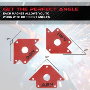 ABN Arrow Welding Magnet Fabrication Holder Set - 6pk 25lb, 50lb, and 75lb Positioning Square Welding Table Magnet Clamps for 45, 90, 135 Degree Angles