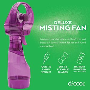 O2COOL Deluxe Handheld Battery Powered Water Misting Fan (Purple) Batteries Included