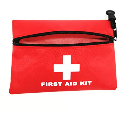 Jipemtra Red Emergency Bag First Aid Bag Small Empty Travel Rescue Bag Pouch First Responder Storage Medicine Pocket Bag for Car Home Office Kitchen Sport Ourdoors Bag Only (6.3x4.3")