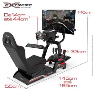 Extreme Simracing Racing Simulator Cockpit With All Accessories (Black/Red) - VIRTUAL EXPERIENCE V 3.0 Racing Simulator For Logitech G27, G29, G920, G923, SIMAGIC, Thrustmaster And Fanatec