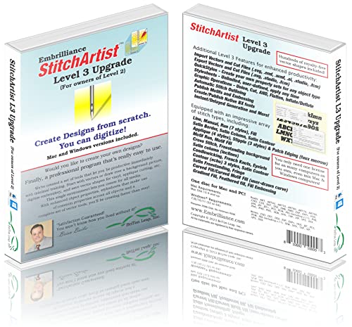 Embrilliance StitchArtist Upgrade Level 2 to Level 3 Digitizing Embroidery Software for Mac & PC