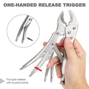 FASTPRO 4-piece Locking Pliers Set, 5", 7" and 10" Curved Jaw Locking Pliers, 6-1/2" Long Nose Locking Pliers Included, Vice Grip Wrench Set