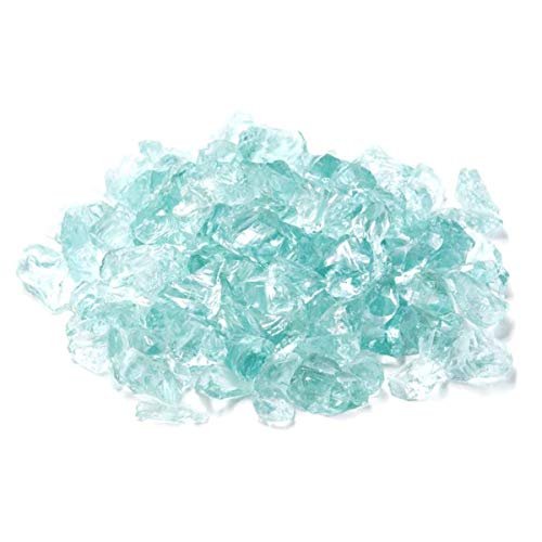 Mr. Fireglass Crushed Fire Glass for Natural or Propane Fire Pit Fireplace & Landscaping,10 lb High Luster Light Sea Blue