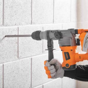 VonHaus 1-3/16” SDS-Plus Heavy Duty Rotary Hammer Drill 10 Amp - Vibration Control, 3 Functions - With Drill Demolition Kit, Grease, Chisels, Drill Bits and Case – Suitable for Concrete, Wood, Steel