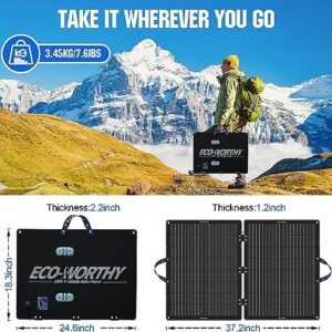 ECO-WORTHY 100W Portable Solar Panel, Foldable Solar Panel Kit with Adjustable Kickstand for Power Station Camping RV Travel Trailer