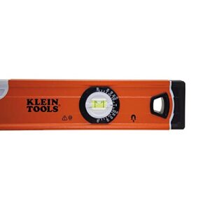 Klein Tools 935L Level, 24-Inch Magnetic Bubble Level with Adjustable Vial and Top V-Groove, High Viz Orange