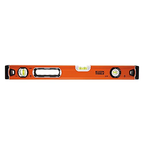 Klein Tools 935L Level, 24-Inch Magnetic Bubble Level with Adjustable Vial and Top V-Groove, High Viz Orange