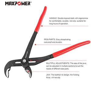 MAXPOWER Water Pump Pliers Set. Plumbing Pliers 3 Pieces Kitbag Set. 7-Inch, 10-Inch and 16-Inch Push Button Quick Adjust Tongue and Groove Pliers Set