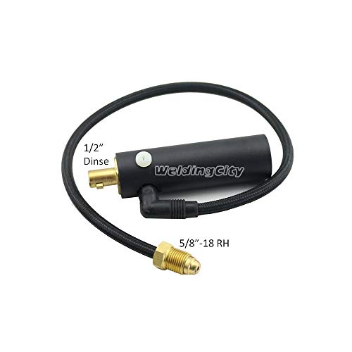 WeldingCity TIG Welding Torch Air-cooled WP-26 (200-amp) Power Cable Hose 46V28 (12.5-ft) and Dinse-type 35-50mm Solid 1/2"-pin Adapter with Separate Gas Hose