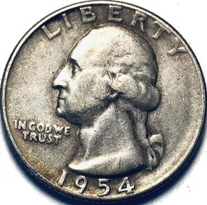 1954 d washington silver quarter seller fine