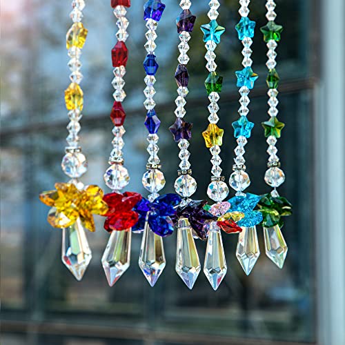 Crystalsuncatcher Crystal Glass Guardian Angel Rainbow Maker Collection Suncather,Set of 7