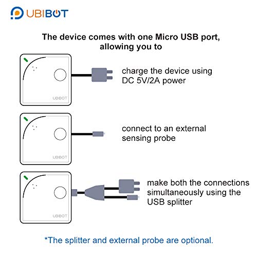 UbiBot DS18B20 Temperature Probe, Waterproof External Probe for Refrigerator,Remote Temperature Monitor for Hot Tub,Swimming Pool,-55 to 125 C,USB Connector (Matches with Ubibot WS1,WS1 Pro only)(3m)