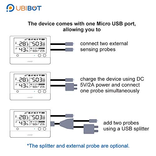 UbiBot DS18B20 Temperature Probe, Waterproof External Probe for Refrigerator,Remote Temperature Monitor for Hot Tub,Swimming Pool,-55 to 125 C,USB Connector (Matches with Ubibot WS1,WS1 Pro only)(3m)