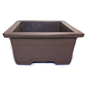 Bonsai Pot Ceramic Rectangle with Belt-Like Decoration (8.25, No-Glazed)