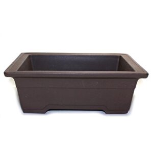 bonsai pot ceramic rectangle with belt-like decoration (8.25, no-glazed)