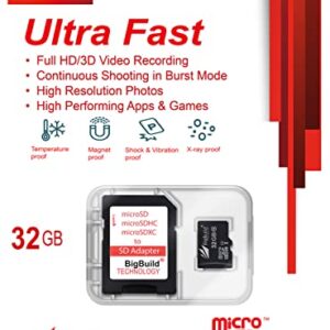 BigBuild Technology 32GB UltraFast 80MB/s Memory Card for Akaso EK7000 Action Camera, Class 10 MicroSDHC