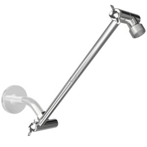 coeur designs 16-inch extra long shower extension arm. solid brass. height/angle adjustable with a unique locking gear for a perfect position every time. holds all showerhead sizes!!