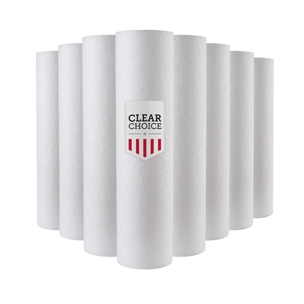 Clear Choice 5 Micron 10 x 2.50"" Whole House Sediment Water Filter Replacement Cartridge Compatible with Any 10 inch RO System Everpure DEV910908, Cuno CFS110 AP1003, Pentair DEV910908, 8-Pk